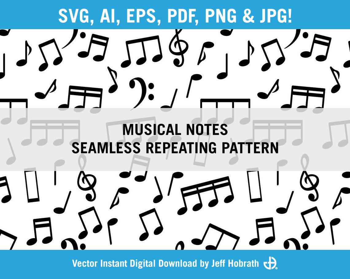 Musical Notes Seamless Repeating Pattern Vector Illustration Digital ...