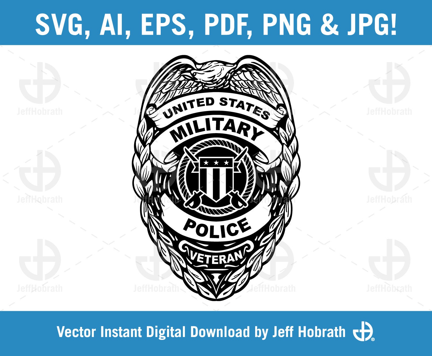 U.S. Military Police Veteran Badge Vector Line Art | Etsy
