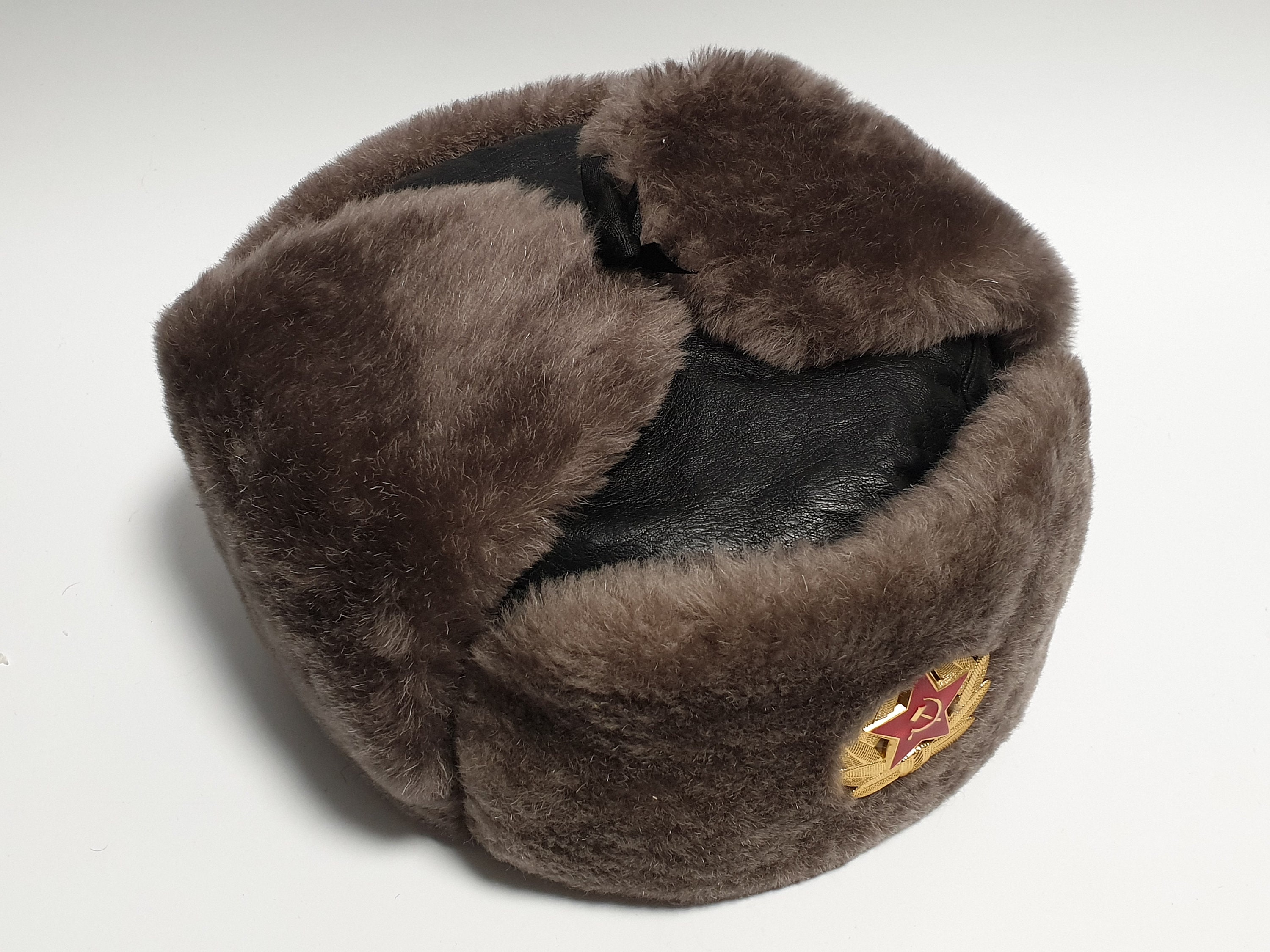 Ushanka Russian Hat Soviet Uniform Genuine Leather Top | Etsy