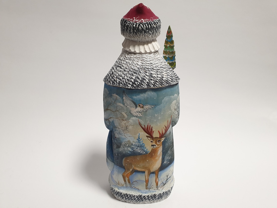 Hand Painted Santa Figure Hand Carved Wooden Santa Claus | Etsy