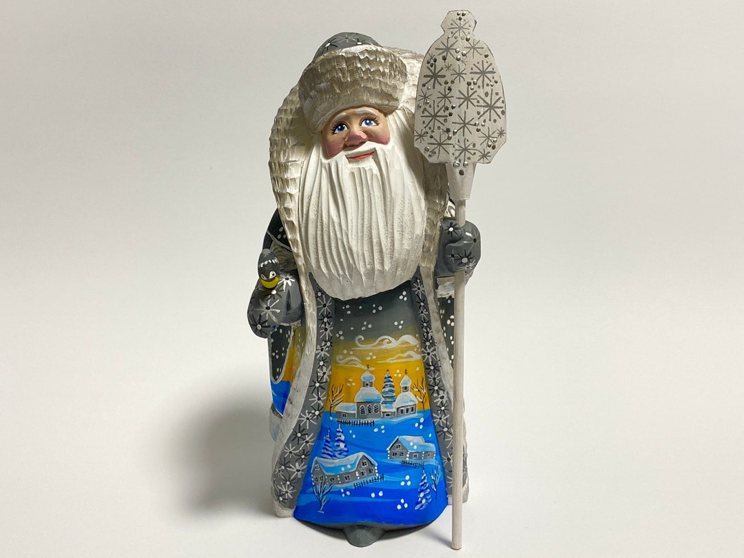 Hand Carved Wooden Santa Claus Figurine, Wood Carving Father Frost ...