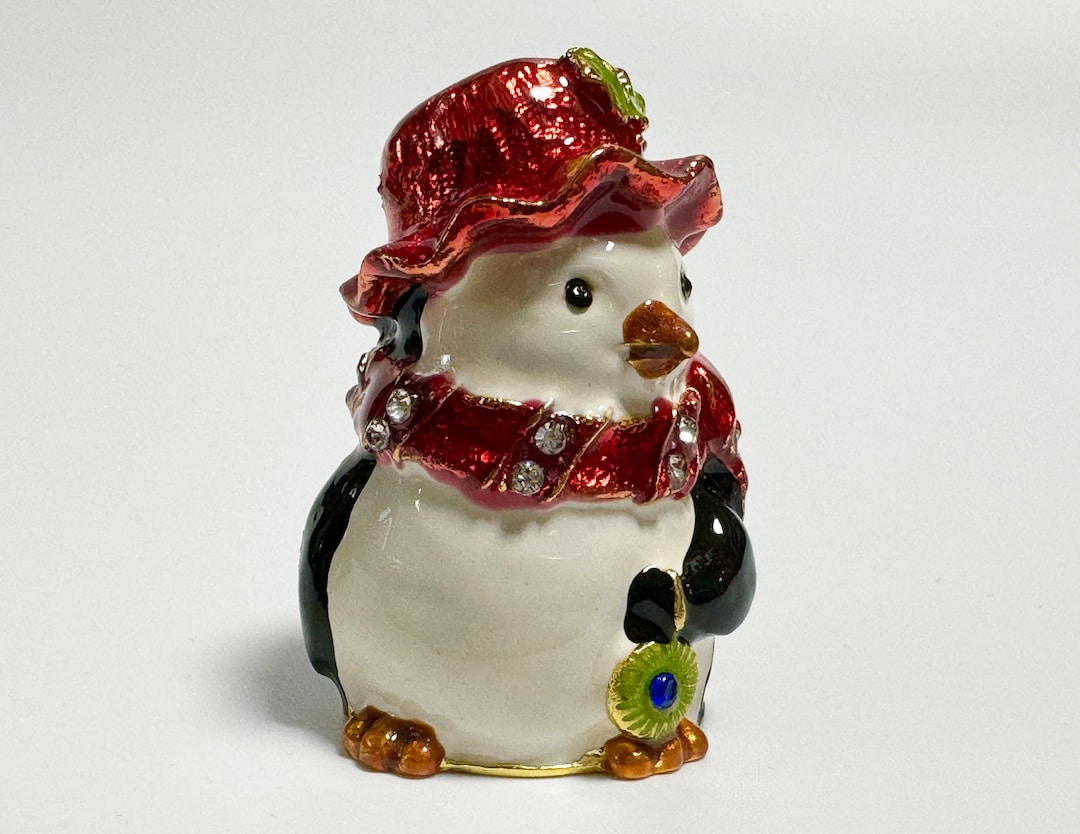 Collectible Thimble, Penguin Figurine, Enamel Metal Thimble With ...