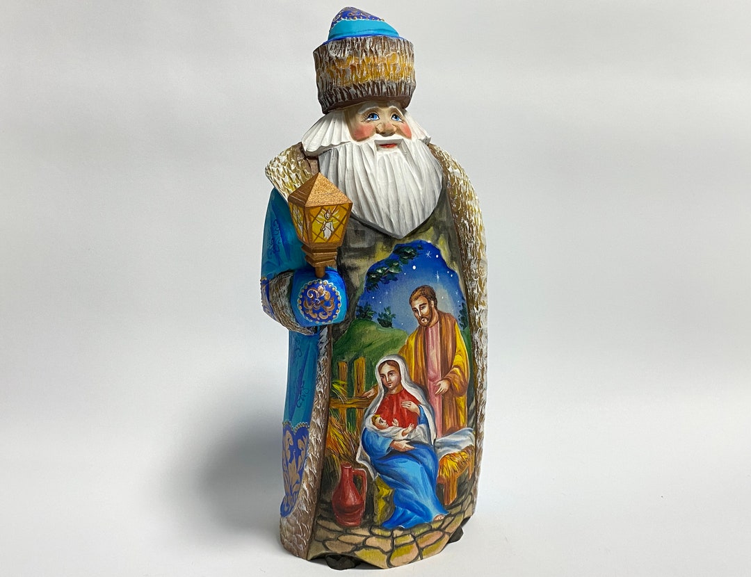 Hand Carved Santa Claus Figurine Wooden Santa Figure - Etsy