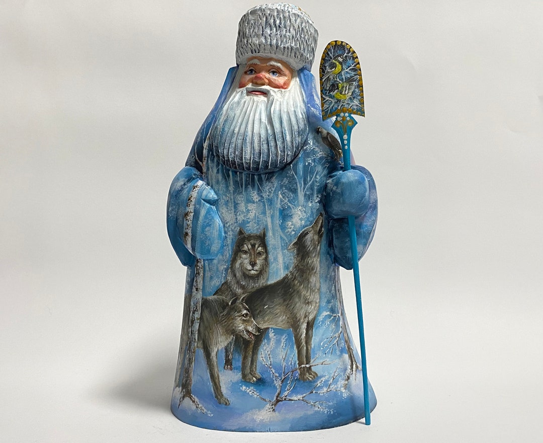 Ukrainian Santa Claus Figurine, Hand Carved Wooden Santa Figure, Wood ...