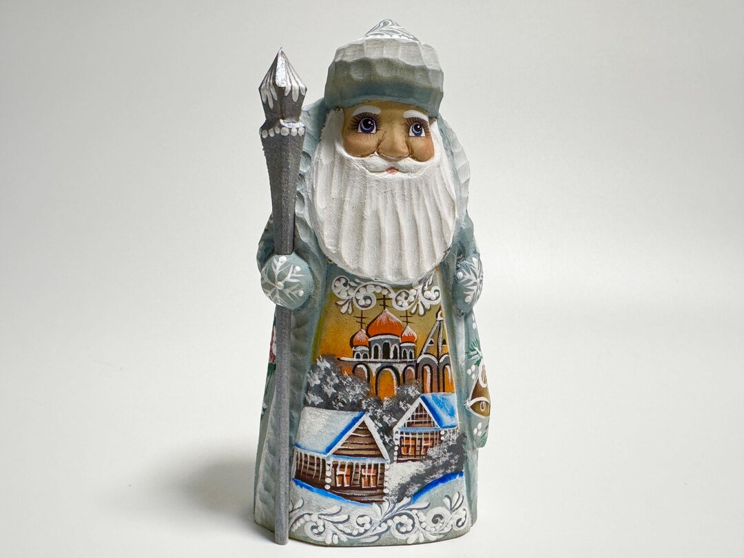 Hand Carved Wooden Santa Claus Figurine, Wood Carving Father Frost ...