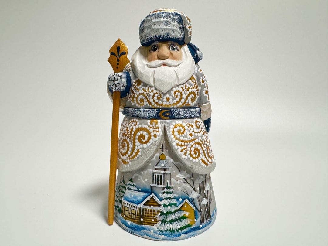 Hand Carved Wooden Santa Claus Figurine, Wood Carving Father Frost ...