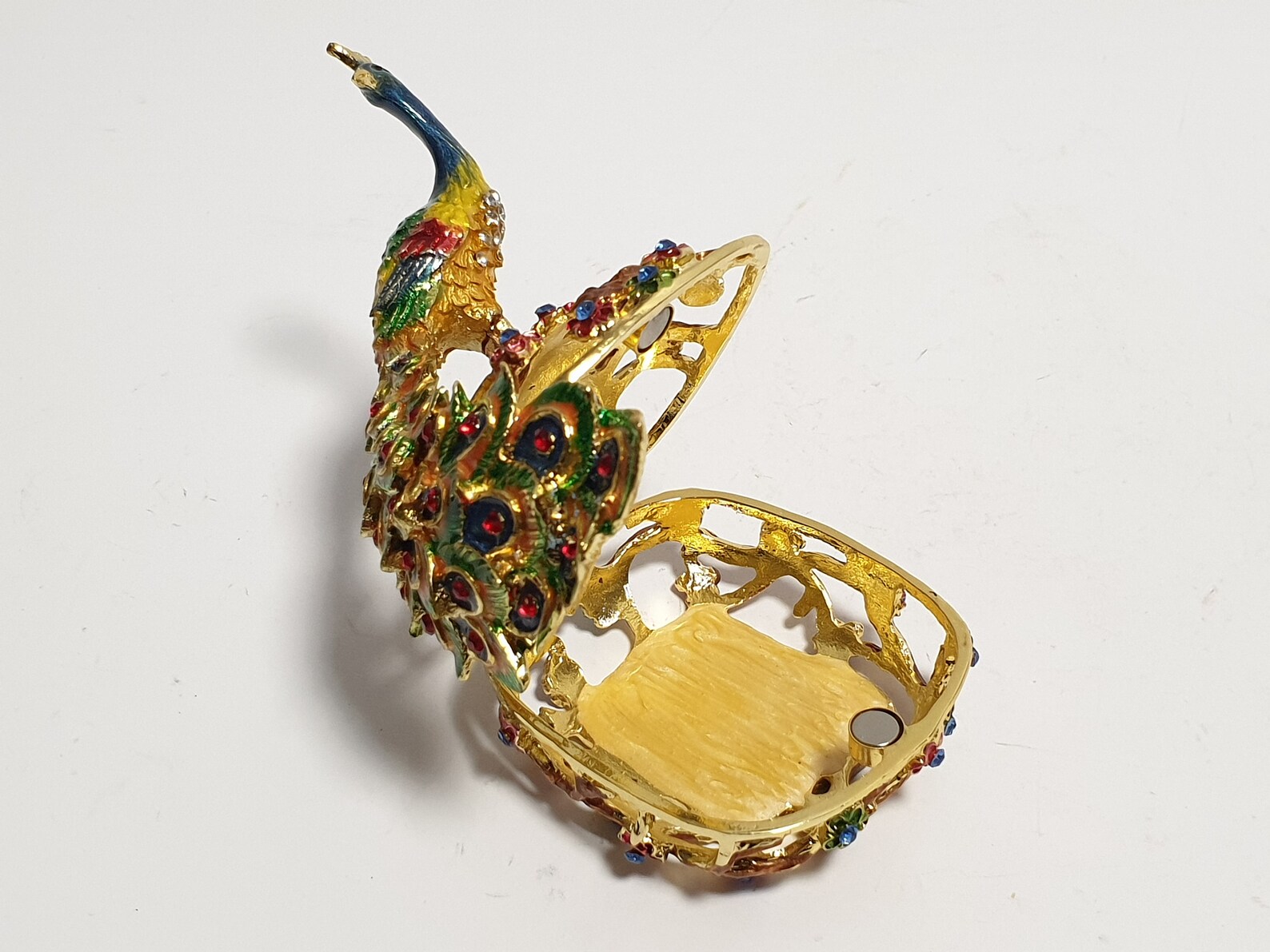 Peacock Jewelry Box Bird Trinket Box Enamel Faberge Style With ...