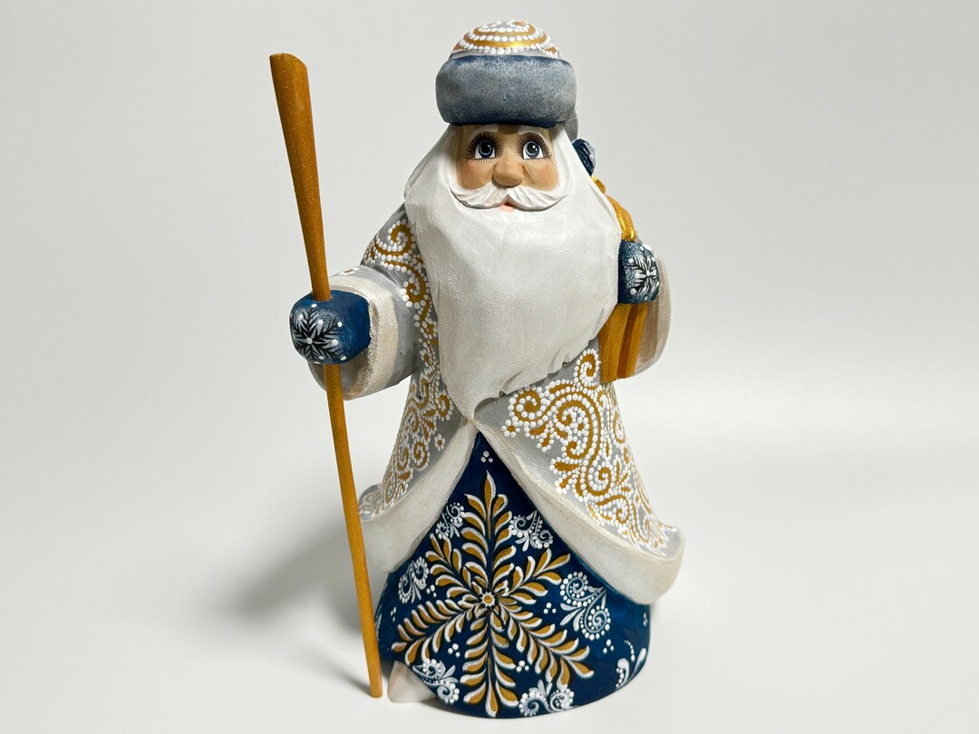Ukrainian Santa Claus Figurine, Hand Carved Wooden Santa Figure, Wood ...
