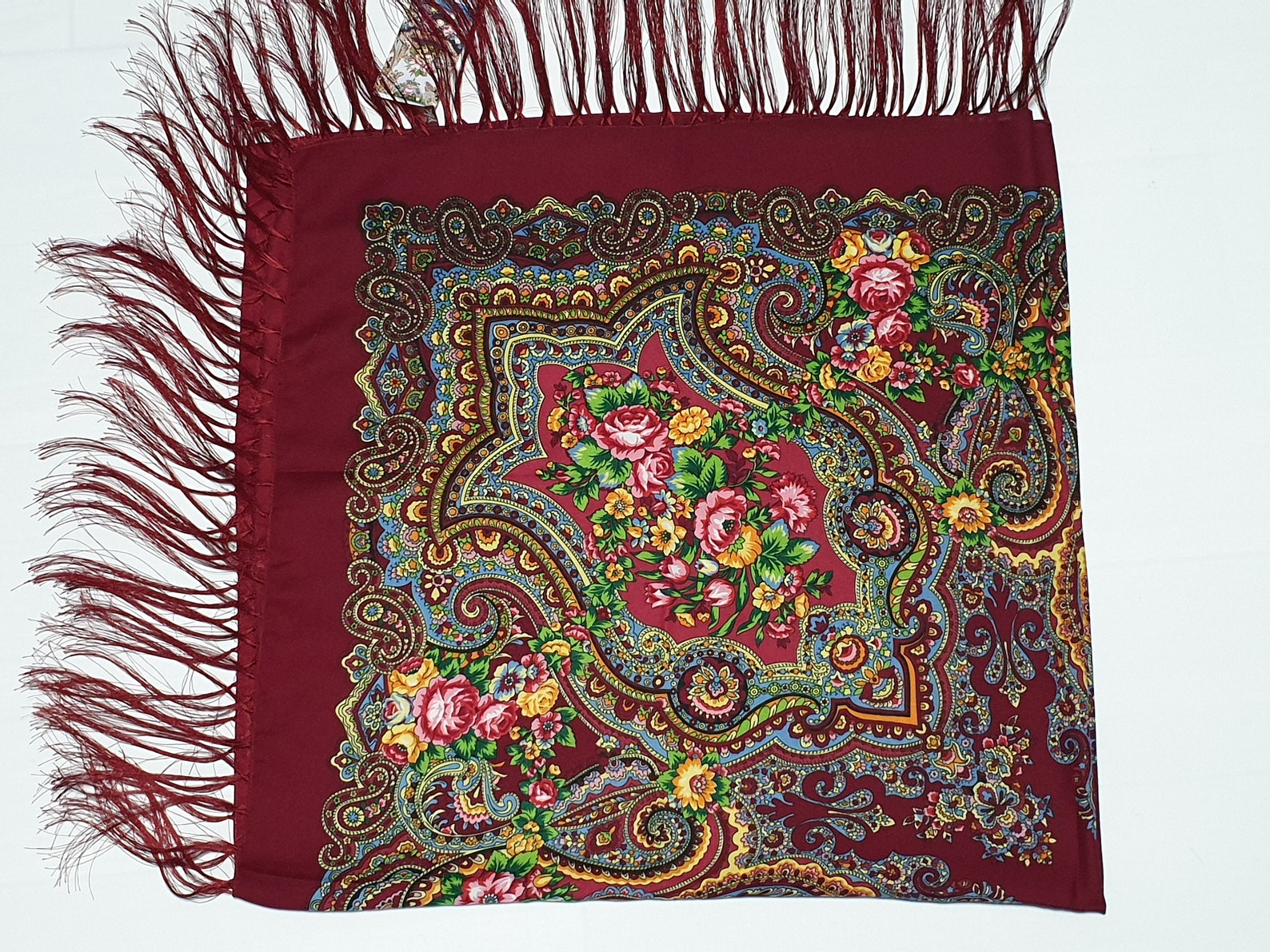 Babushka Scarf Russian Headscarf Ukrainian Scarf Floral Folk - Etsy UK