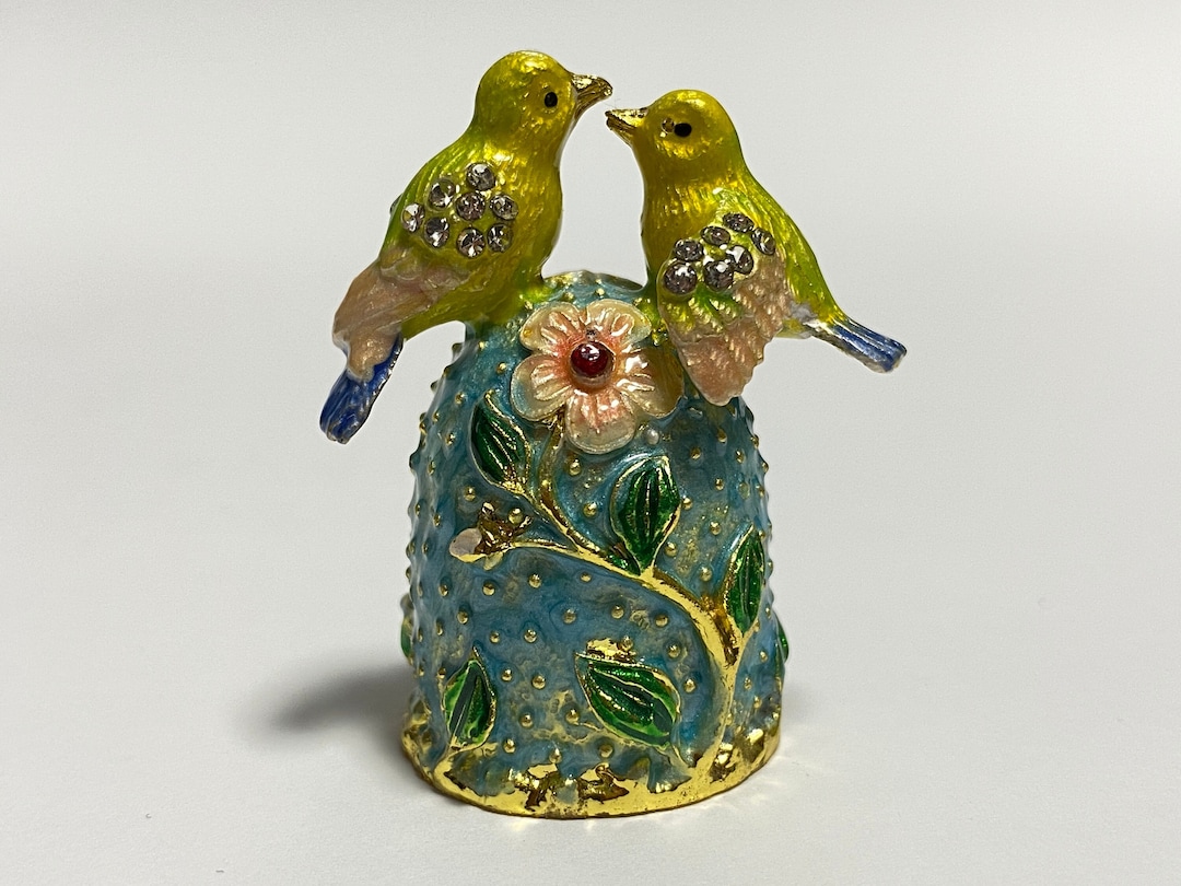 Collectible Thimble, Birds Figurine, Enamel Metal Thimble With ...