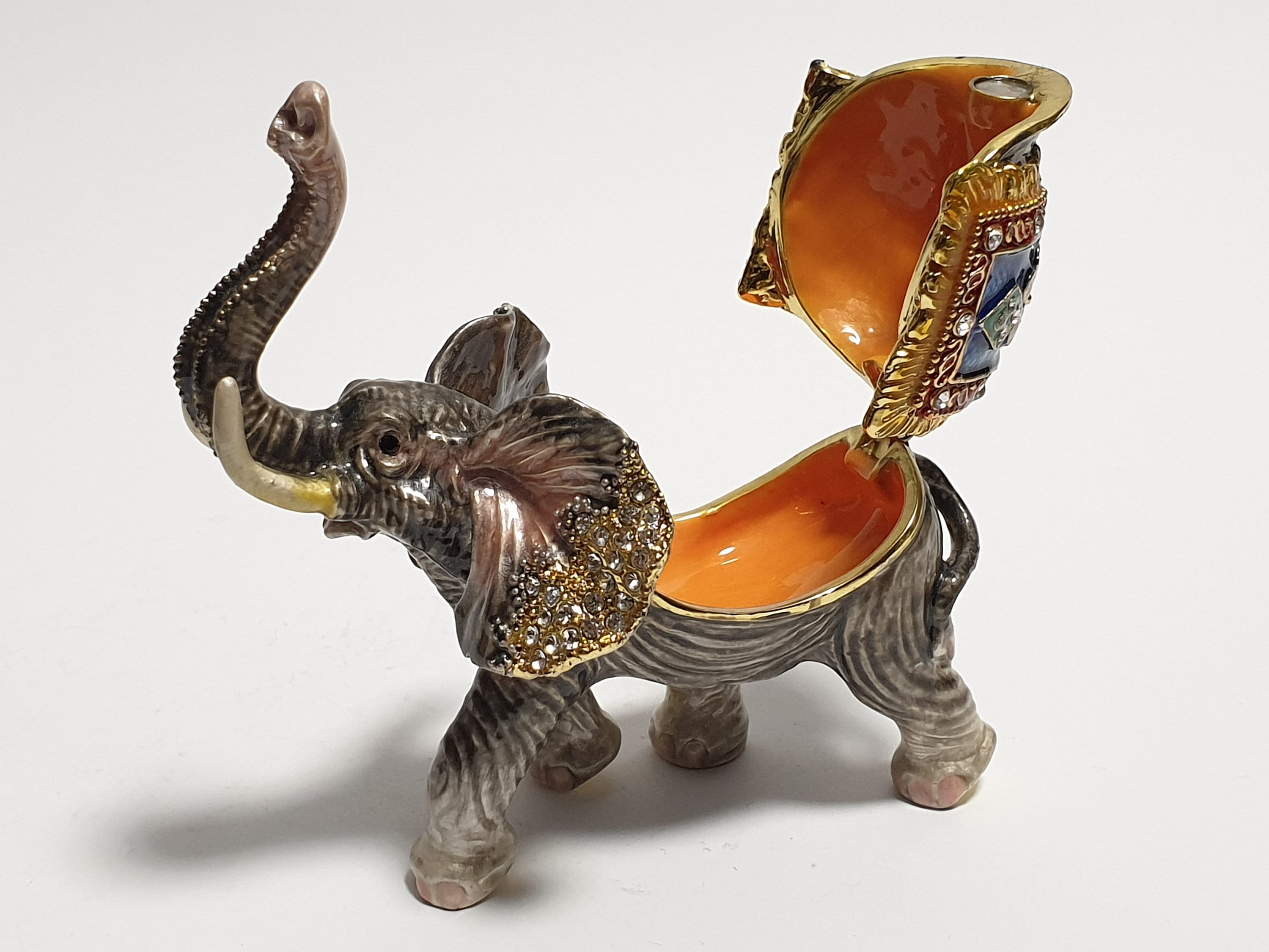 Elephant Jewelry Box Enamel Animal Trinket Box Faberge Style With ...