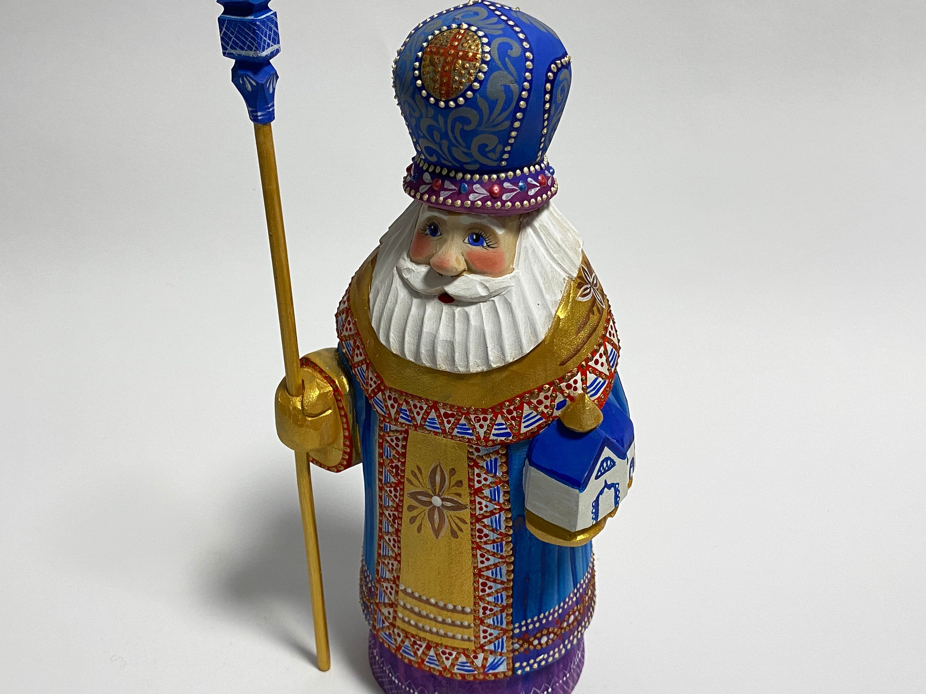 Saint Nicholas Statue Hand Carved Wooden Santa Claus Figurine - Etsy