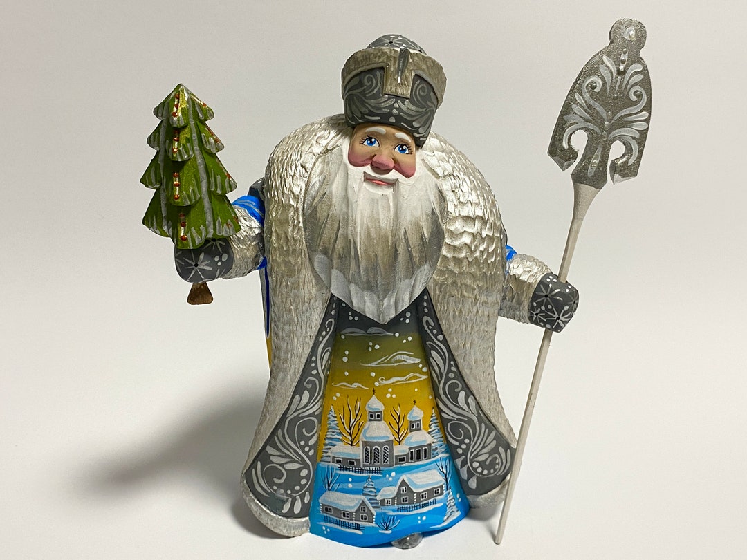 Hand Carved Wooden Santa Claus Figurine, Wood Carving Father Frost ...