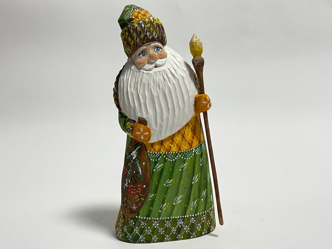 Ukrainian Santa Claus Figurine, Hand Carved Wooden Santa Figure, Wood ...