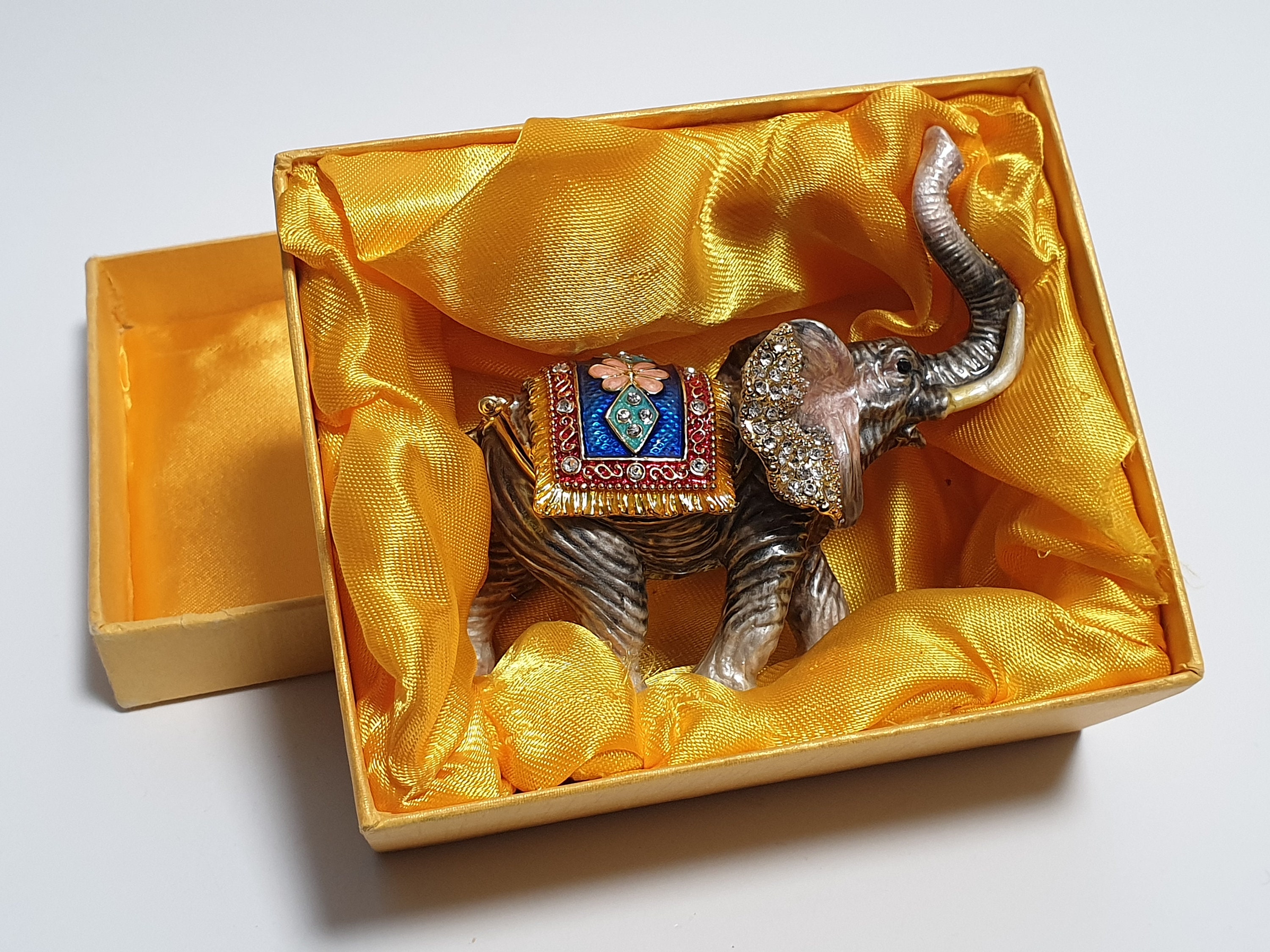 Elephant Jewelry Box Enamel Animal Trinket Box Faberge Style With ...