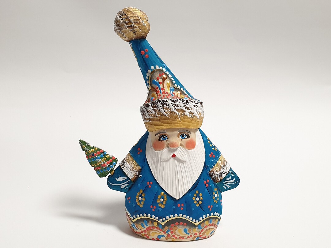 Ukrainian Santa Claus Figurine Father Frost, Hand Carved Wooden Santa ...