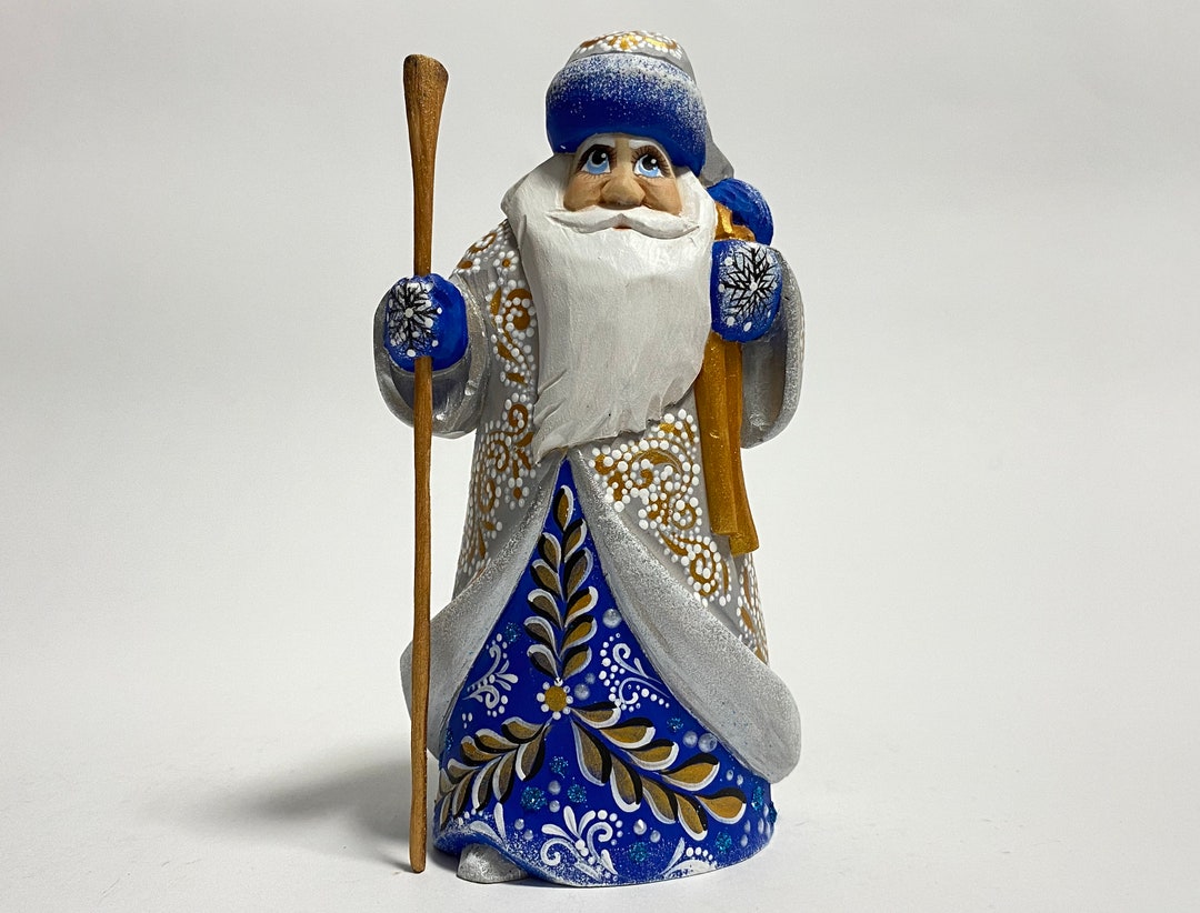 Ukrainian Santa Claus Figurine, Hand Carved Wooden Santa Figure, Wood ...