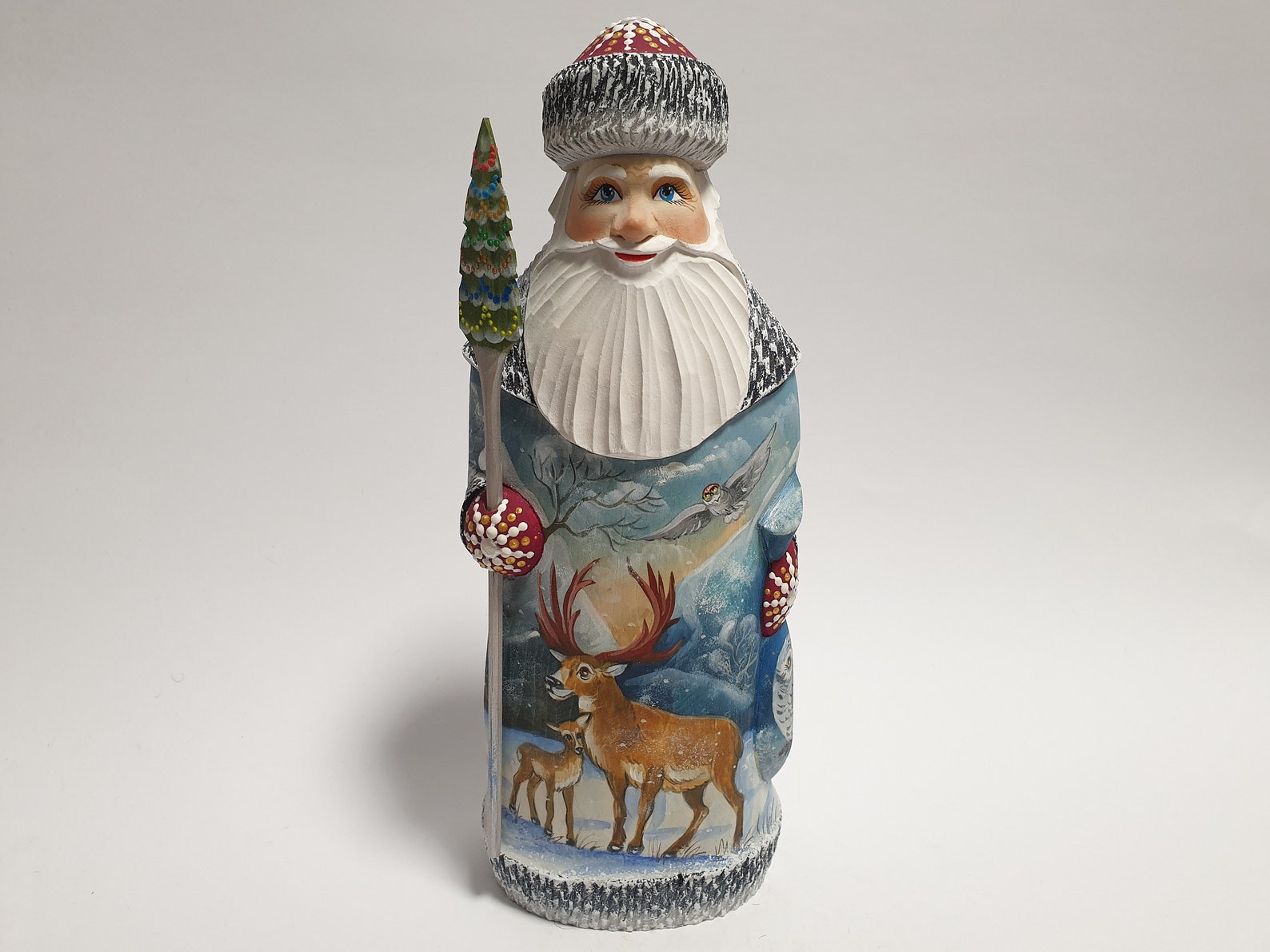 Hand Painted Santa Figure Hand Carved Wooden Santa Claus - Etsy