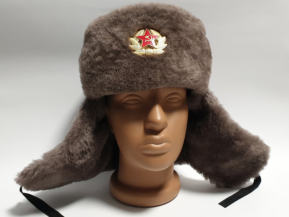 Ushanka Russian Hat Soviet Uniform Genuine Leather Top | Etsy