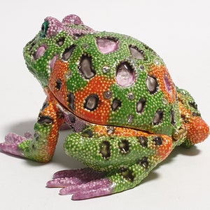 Frog Trinket Box Animal Jewelry Box Enamel Metal Box With Swarovski ...