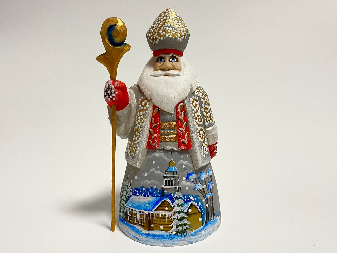 Saint Nicholas Statue Hand Carved Wooden Santa Claus Figurine - Etsy