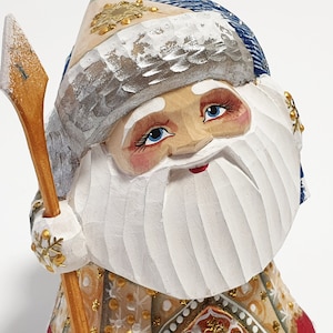 Wood Carved Santa Claus Figurine Russian Ded Moroz Father | Etsy