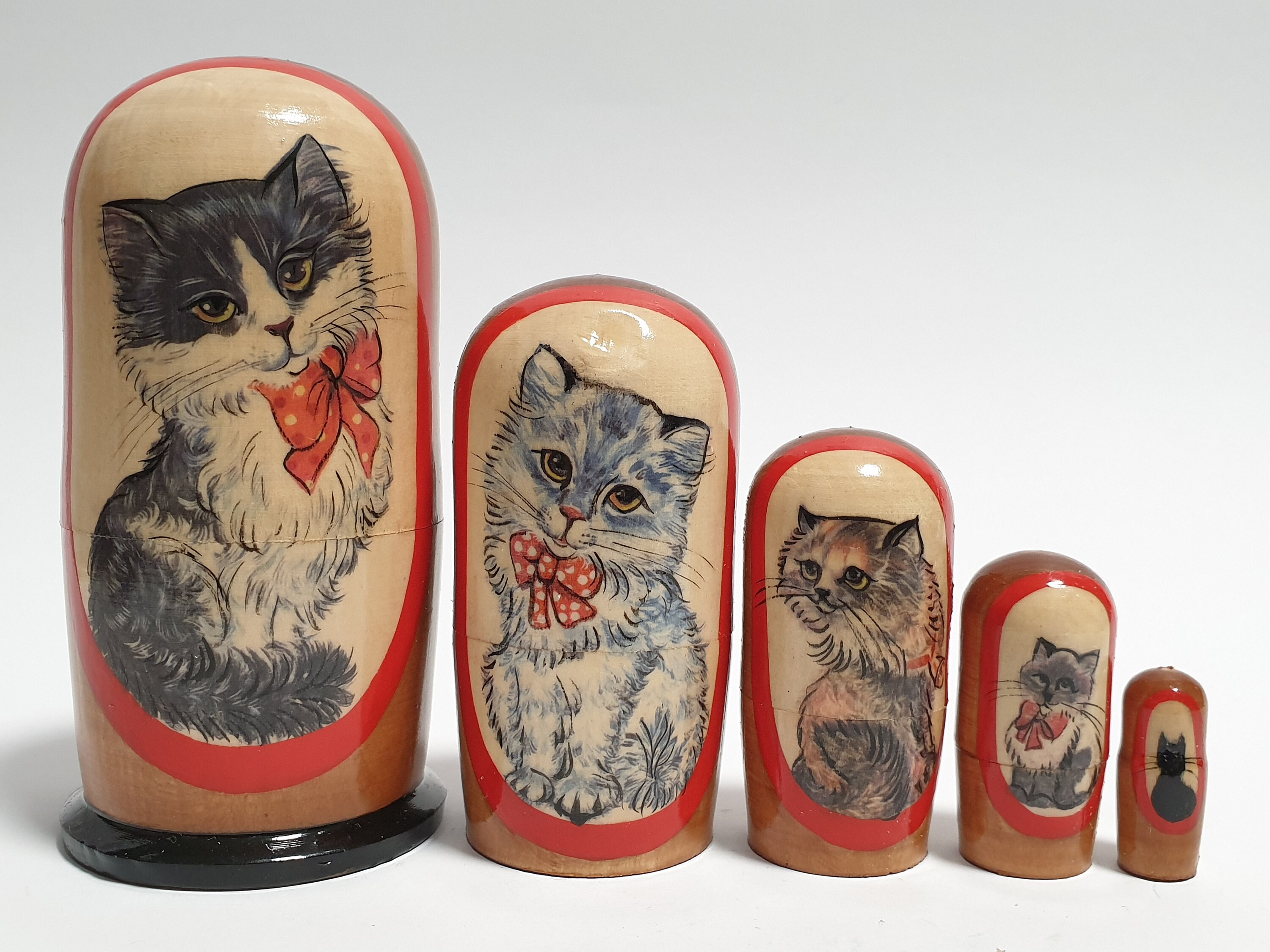 Cat family stacking dolls matryoshka nesting babushka dolls set of 5 pc ...