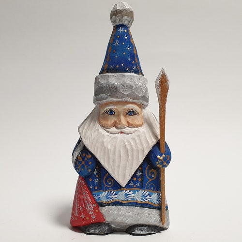 Hand Painted Santa Figure Hand Carved Wooden Santa Claus - Etsy