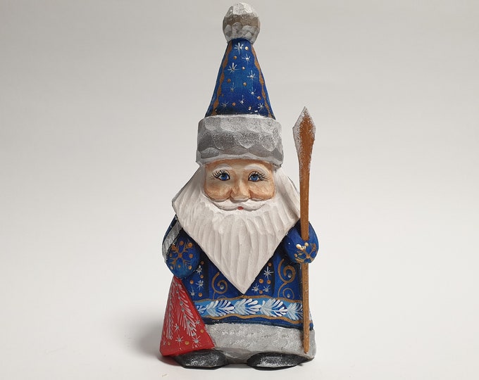 Hand Carved Wooden Santa Claus Figurine Primitive Santa Doll Old World ...