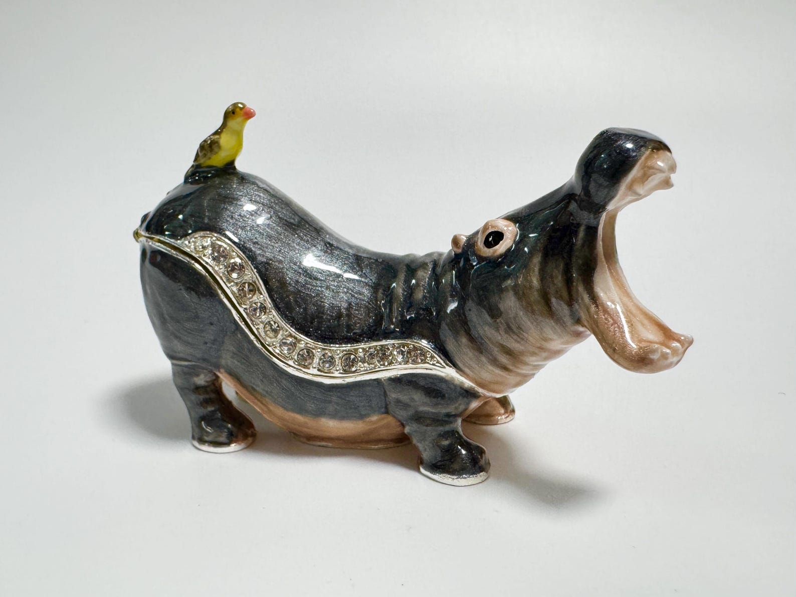 Hippo Jewelry Box, Animal Trinket Box, Enamel Metal Box With Swarovski ...