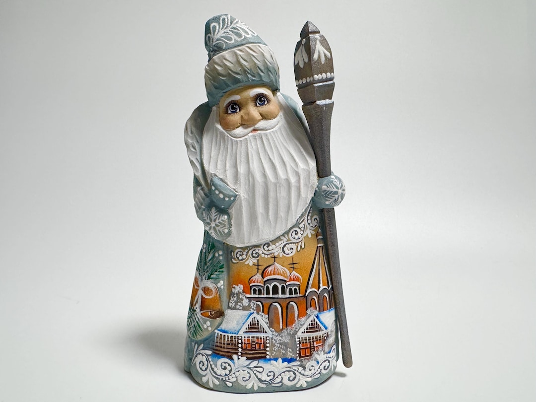 Hand Carved Wooden Santa Claus Figurine, Wood Carving Father Frost ...