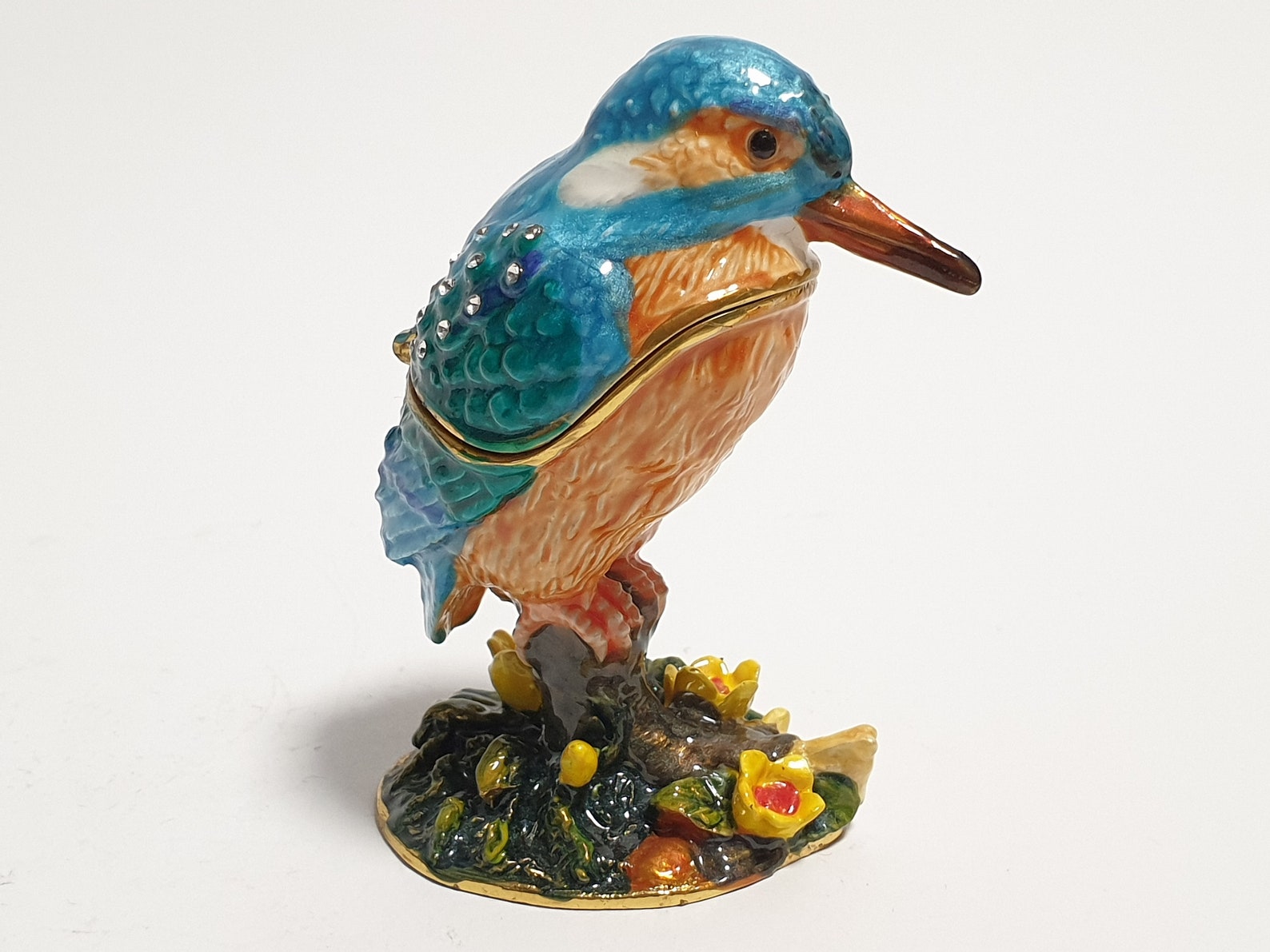 Hummingbird Jewelry Box Enamel Bird Trinket Box With Swarovski Crystals ...