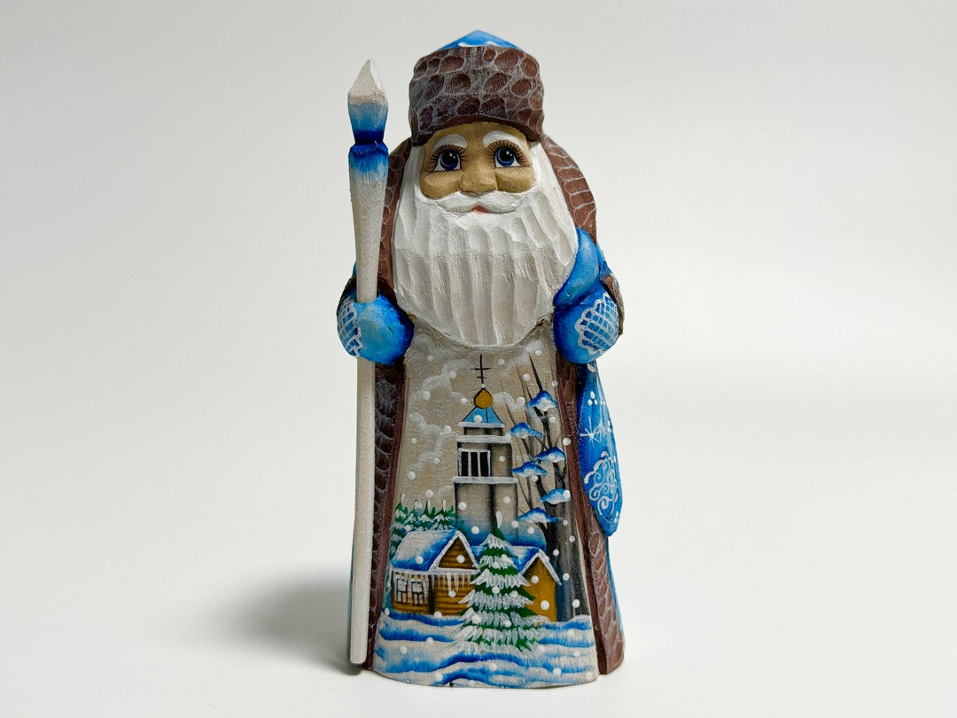 Hand Carved Wooden Santa Claus Figurine, Wood Carving Father Frost ...