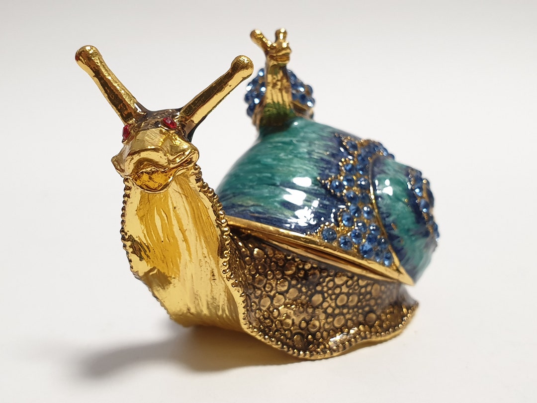 Snail Jewelry Box Animal Trinket Box Keepsake Box Enamel Faberge Style ...
