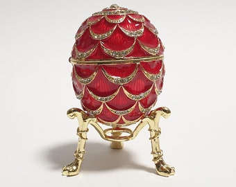 Large Faberge Egg Jewelry Box With Carriage Trinket Box Enamel With ...