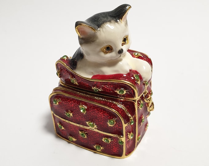 Cat Trinket Box Animal Jewelry Box Enamel Russian Faberge - Etsy