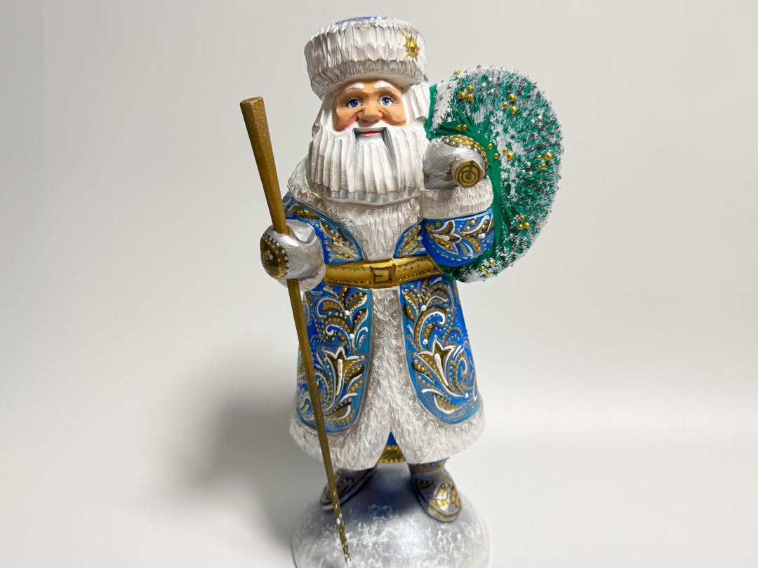 Hand Carved Wooden Santa Claus Figurine, Wood Carving Father Frost ...
