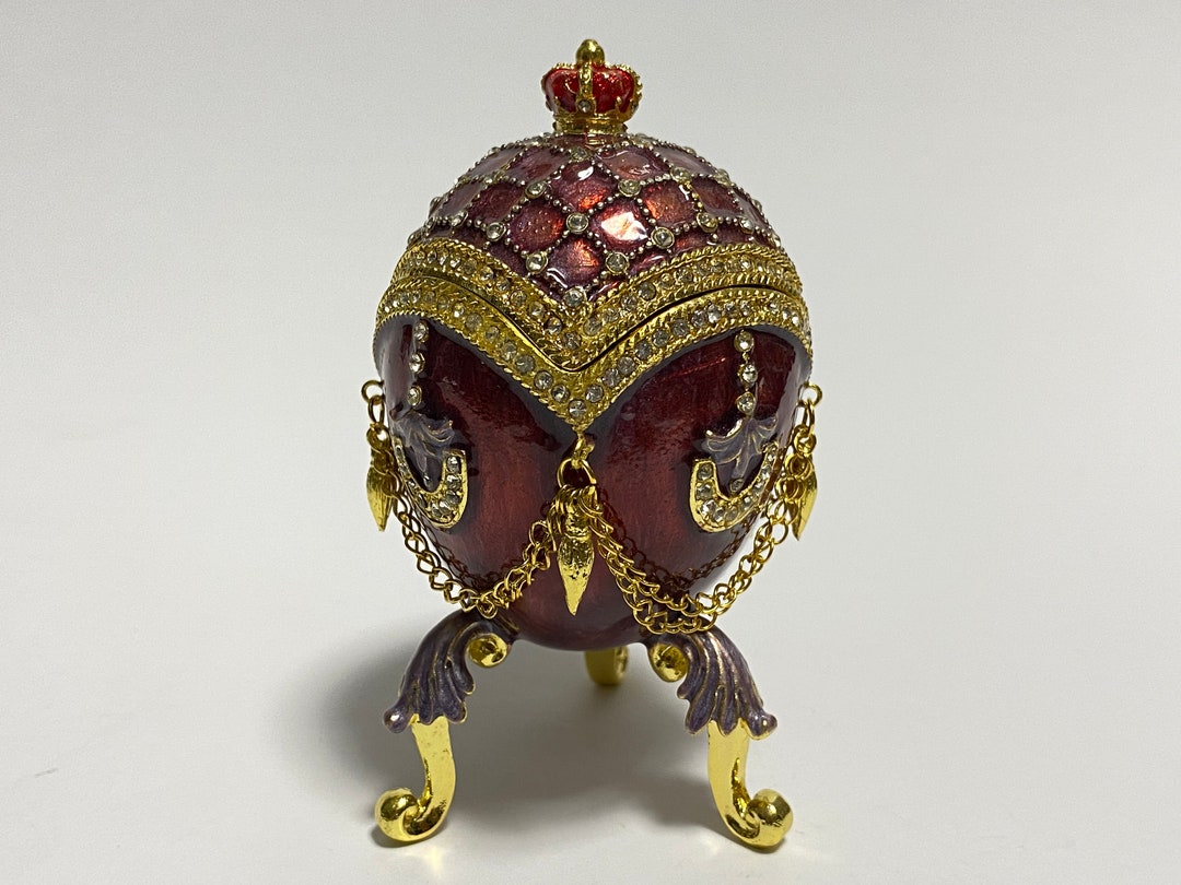Faberge Egg Jewelry Box Enamel Metal Trinket Box With Swarovski ...