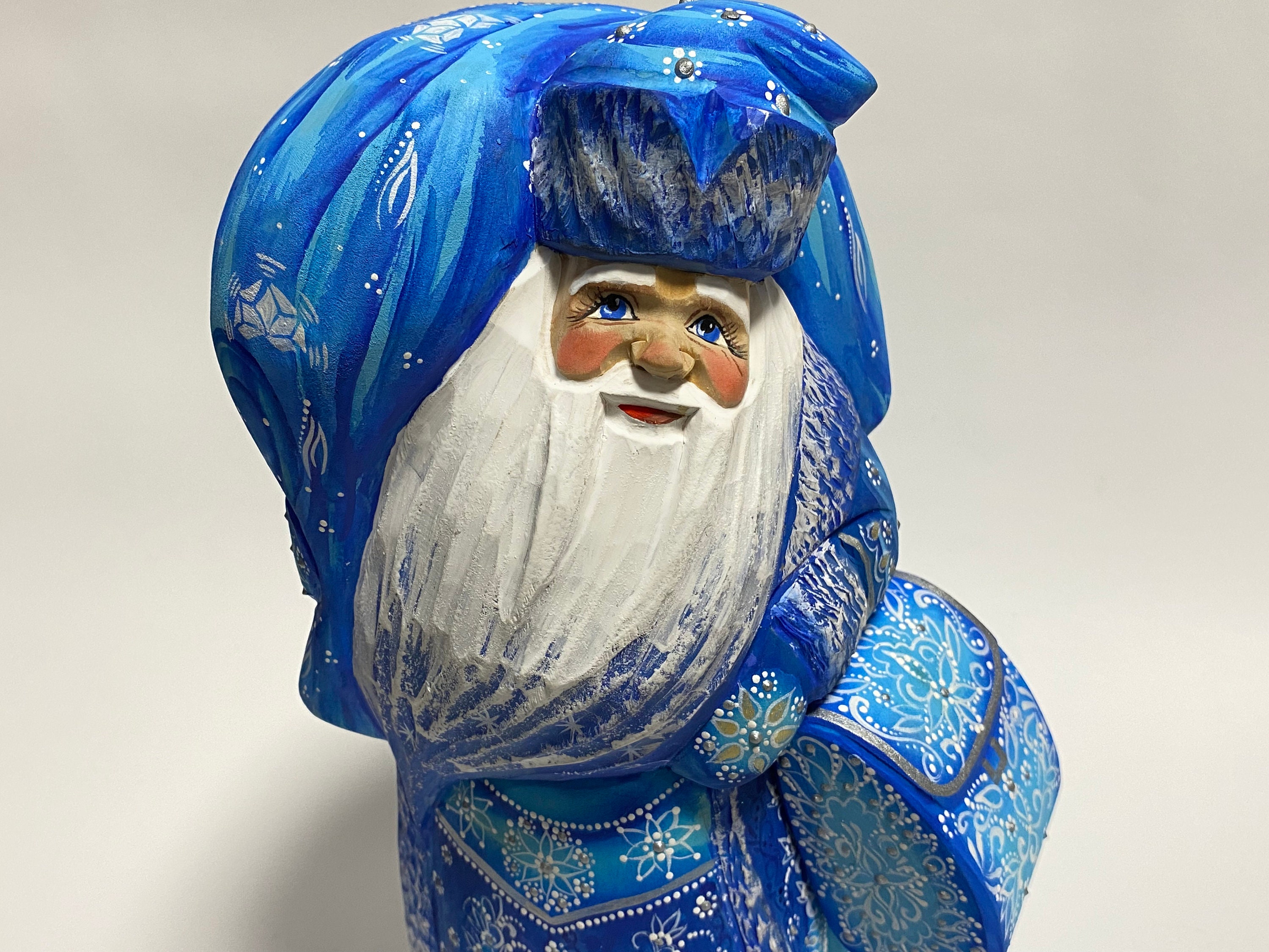 Ukrainian Santa Claus Figurine, Hand Carved Wooden Santa Figure, Wood ...