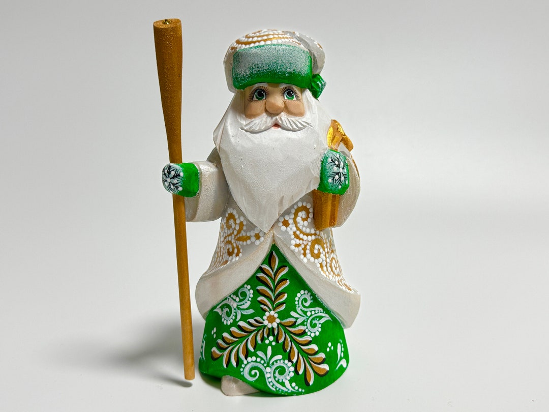 Ukrainian Santa Claus Figurine, Hand Carved Wooden Santa Figure, Wood ...