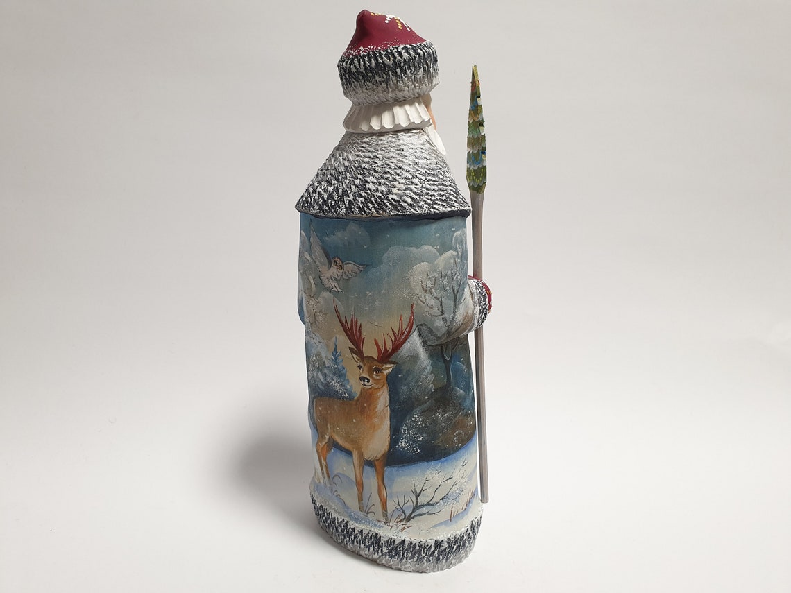 Hand Painted Santa Figure Hand Carved Wooden Santa Claus - Etsy