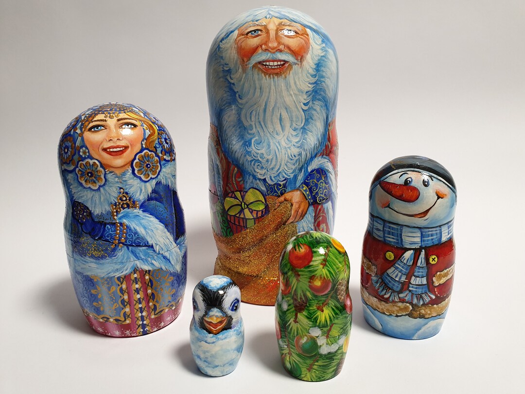 Christmas Nesting Dolls for Kids, Santa Claus Figurine Snow Maiden ...