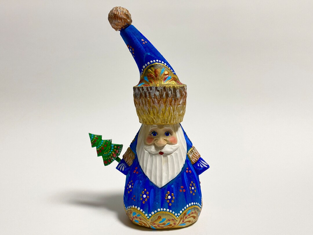 Ukrainian Santa Claus Figurine Father Frost, Hand Carved Wooden Santa ...