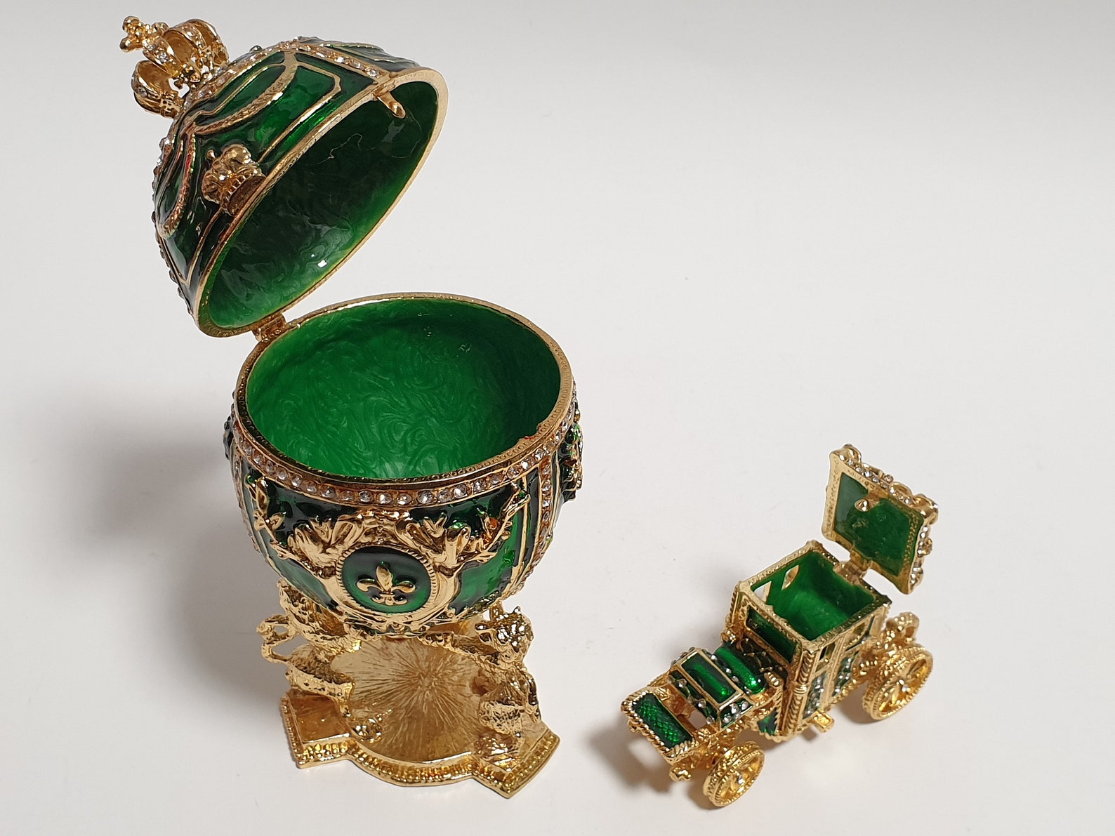 Large Faberge Egg Jewelry Box With Carriage Trinket Box Enamel - Etsy