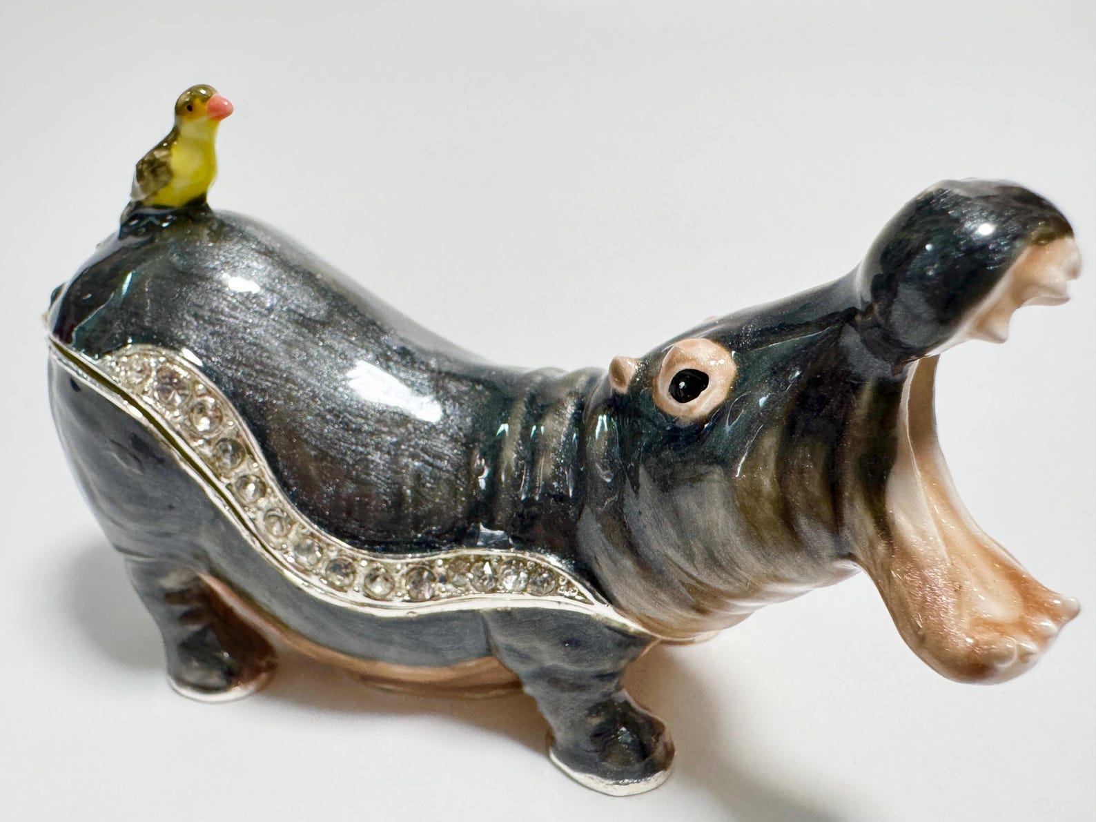 Hippo Jewelry Box, Animal Trinket Box, Enamel Metal Box With Swarovski ...