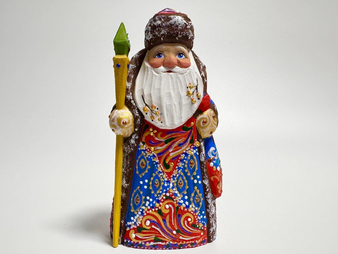 Hand Carved Wooden Santa Claus Figurine, Wood Carving Father Frost ...