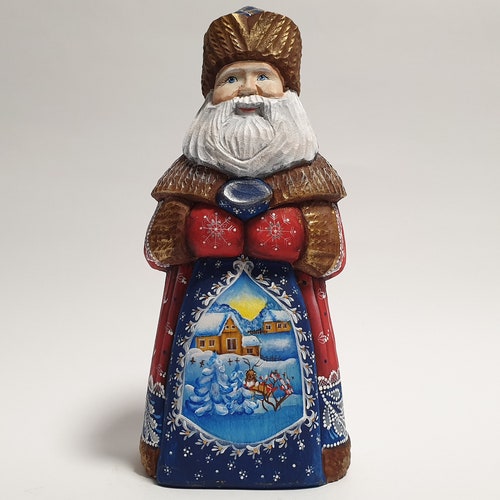 Hand Painted Santa Figure Hand Carved Wooden Santa Claus - Etsy