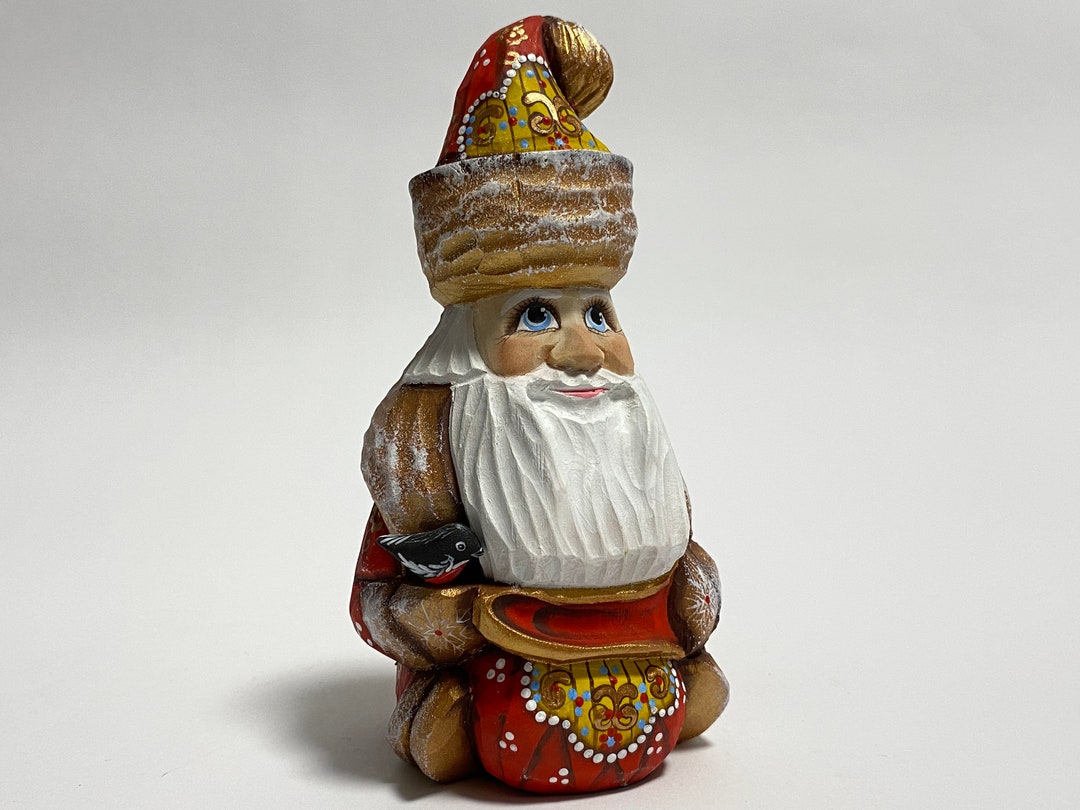 Ukrainian Santa Claus Figurine, Hand Carved Wooden Santa Figure, Wood ...