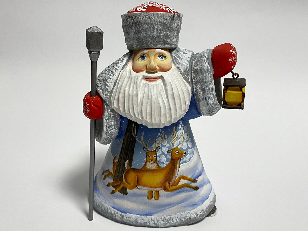 Ukrainian Santa Claus Figurine, Hand Carved Wooden Santa Figure, Wood ...