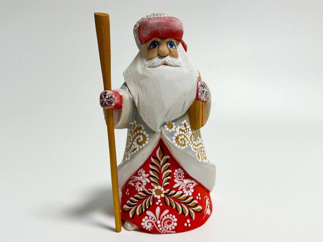 Ukrainian Santa Claus Figurine, Hand Carved Wooden Santa Figure, Wood ...